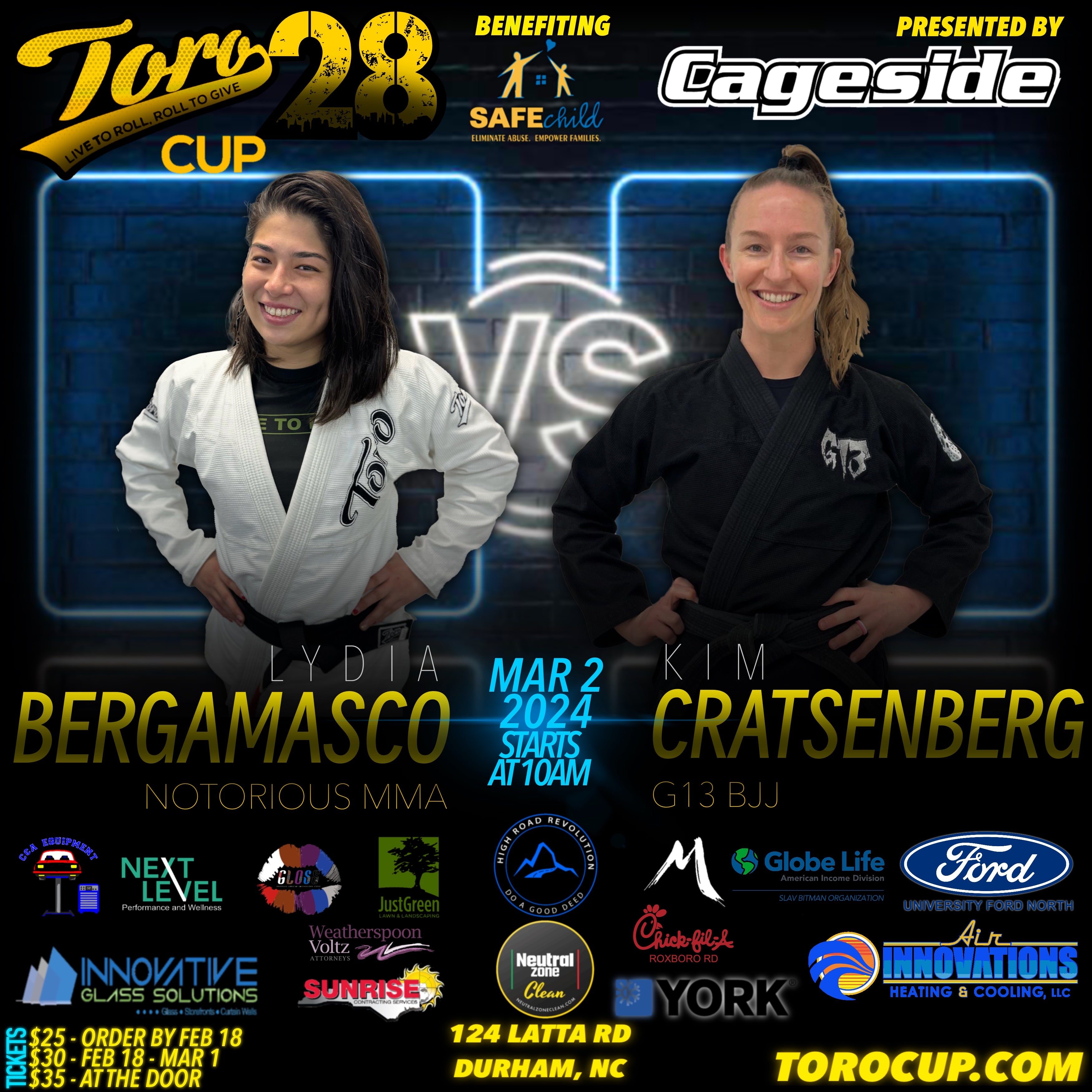 Kim Cratsenberg def Lydia Bergamasco via Arm Bar 9:30 – Torocup